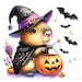 Capybara Halloween Clipart Watercolor Capybara in Witch Costume PNG ...