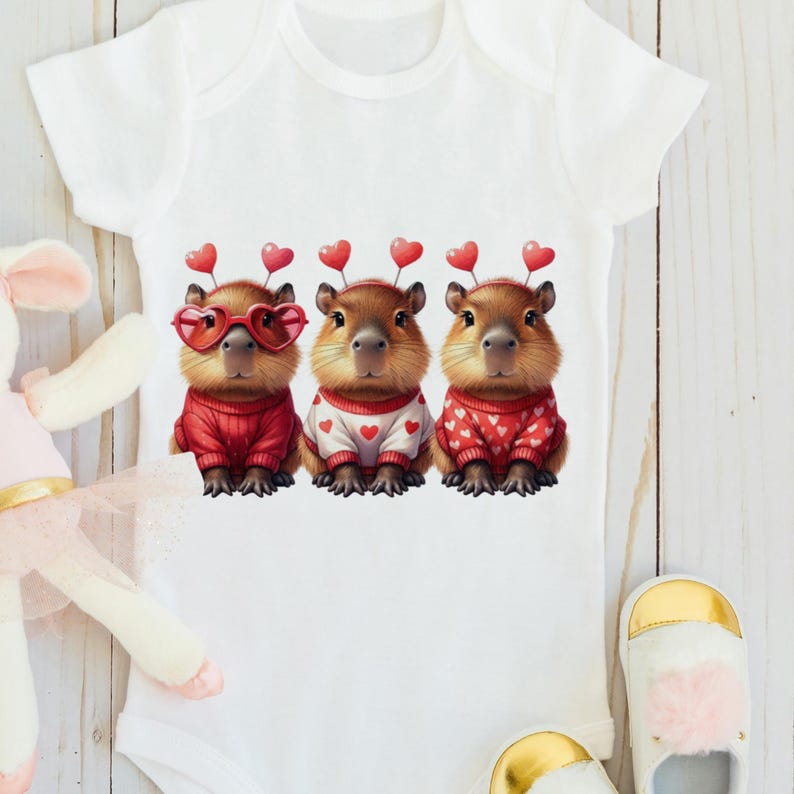 Cute Capybara Valentine's Day Clipart, Printable Funny Capybaras With ...