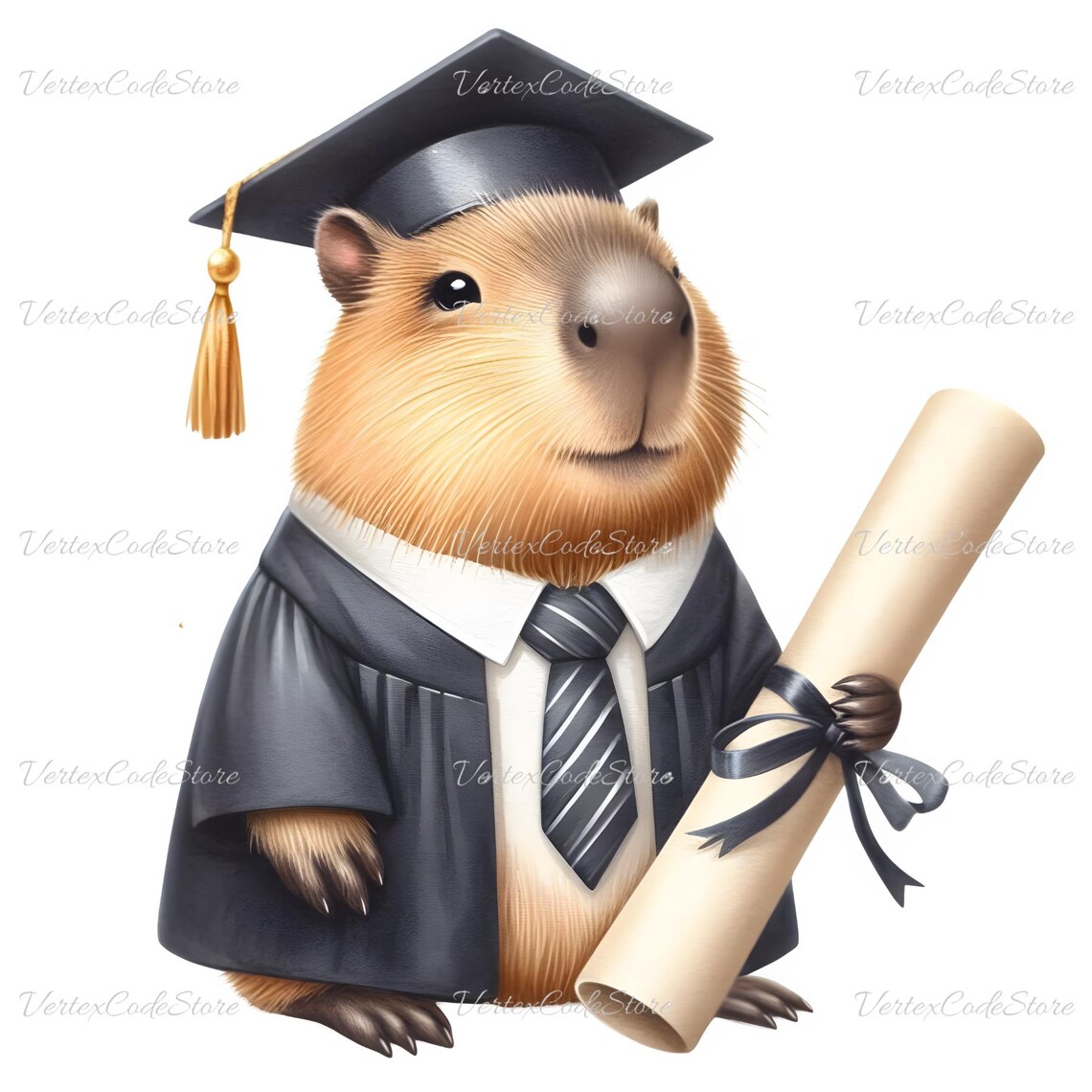 Transparent Graduation Capybara Clip Art, Cute Watercolor Capy With ...