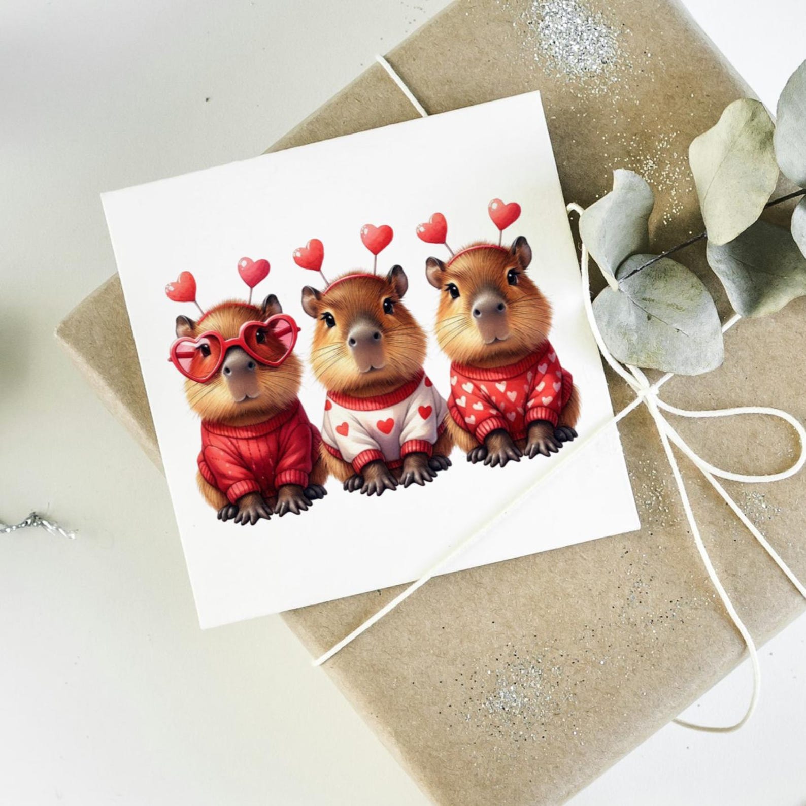 Cute Capybara Valentine's Day Clipart, Printable Funny Capybaras With ...