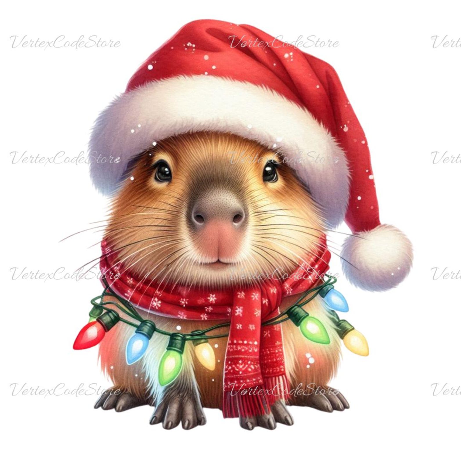 Capybara Christmas Clipart Watercolor Kawaii Animal PNG Cute Holiday ...