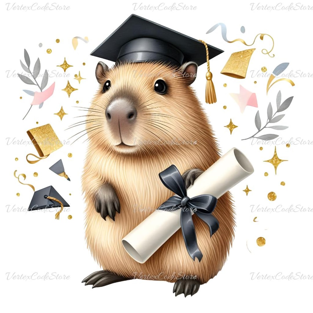 Transparent Happy Graduation Capybara Clipart Cute Animal Image ...