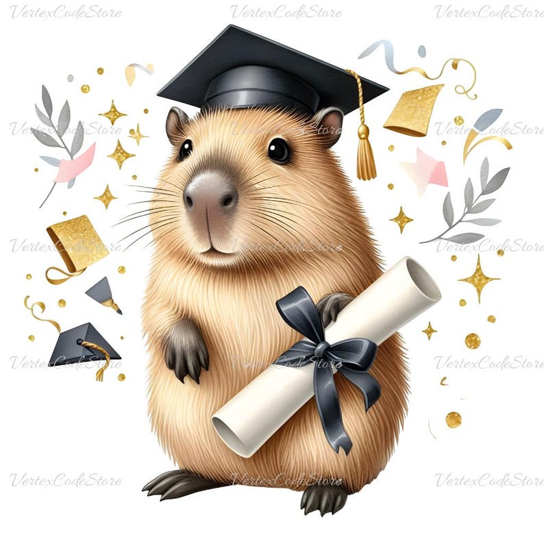 Transparent Happy Graduation Capybara Clipart Cute Animal Image ...