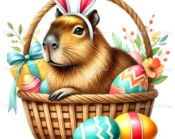 Transparent Cute Easter Capybara PNG Capybara Watercolor Capybara ...