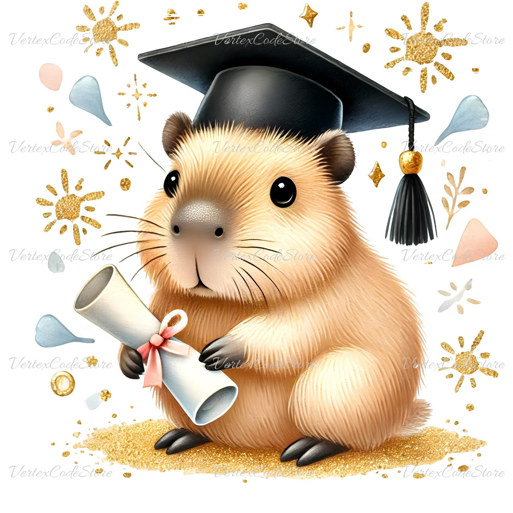 Transparent Graduation Capybara Clipart Watercolor Grad Capy With Cap ...