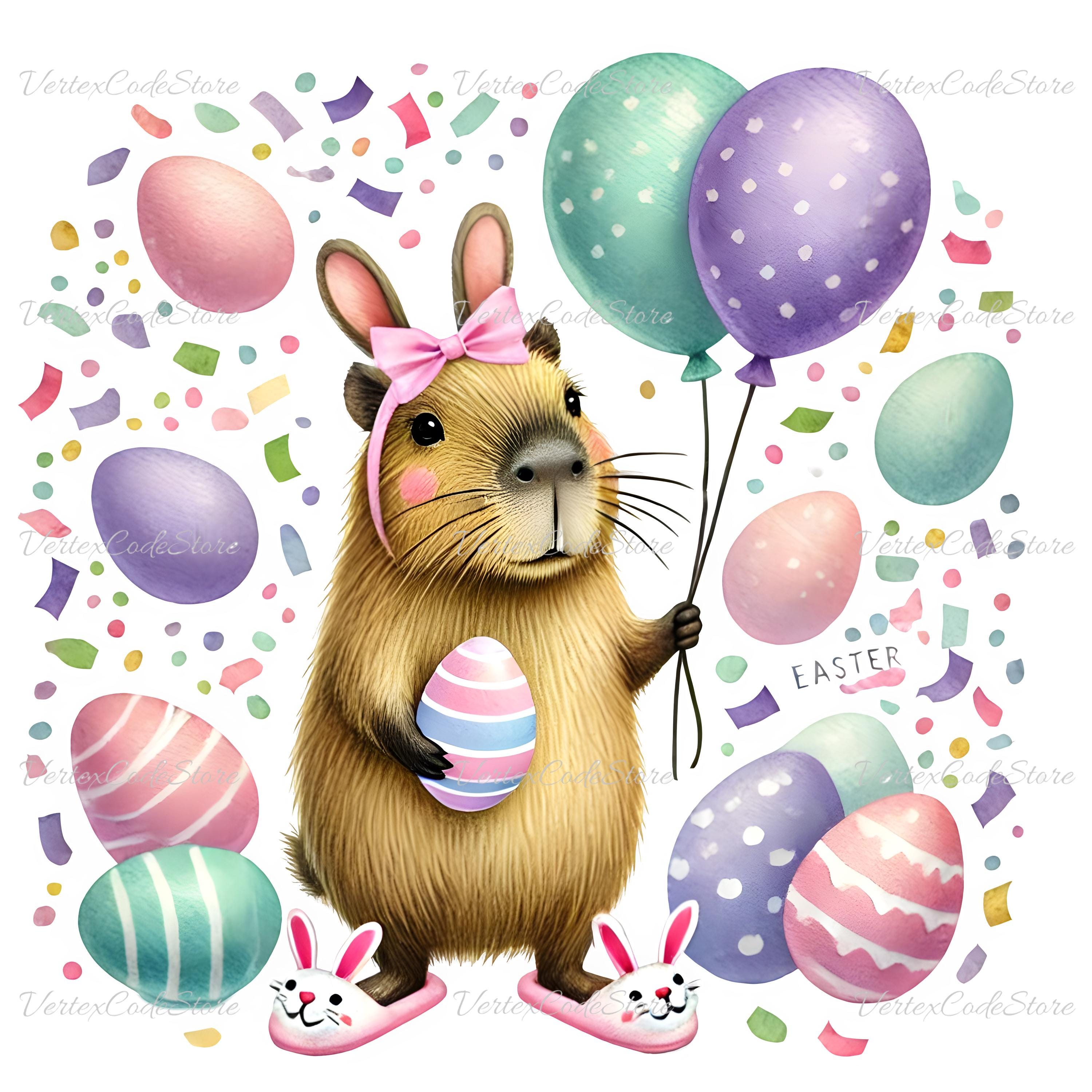 Transparent Funny Easter Capybara PNG Capybara Watercolor Capybara ...