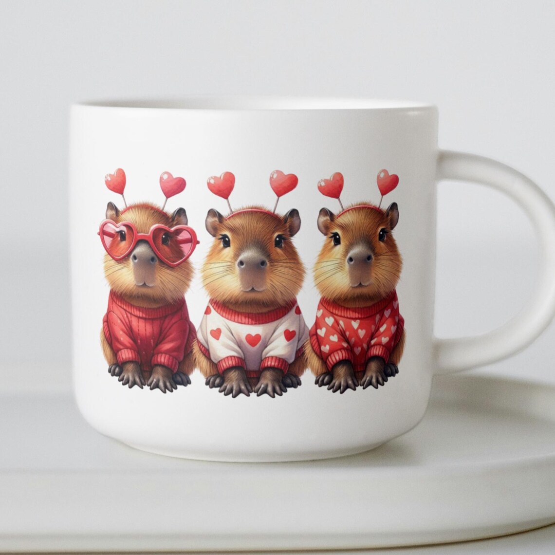 Cute Capybara Valentine's Day Clipart, Printable Funny Capybaras With ...