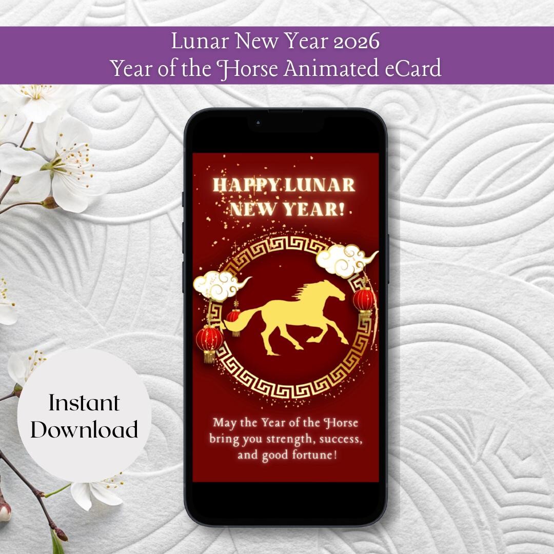 Lunar New Year 2026 Horse Animated Ecard, Happy Chinese New Year Video ...
