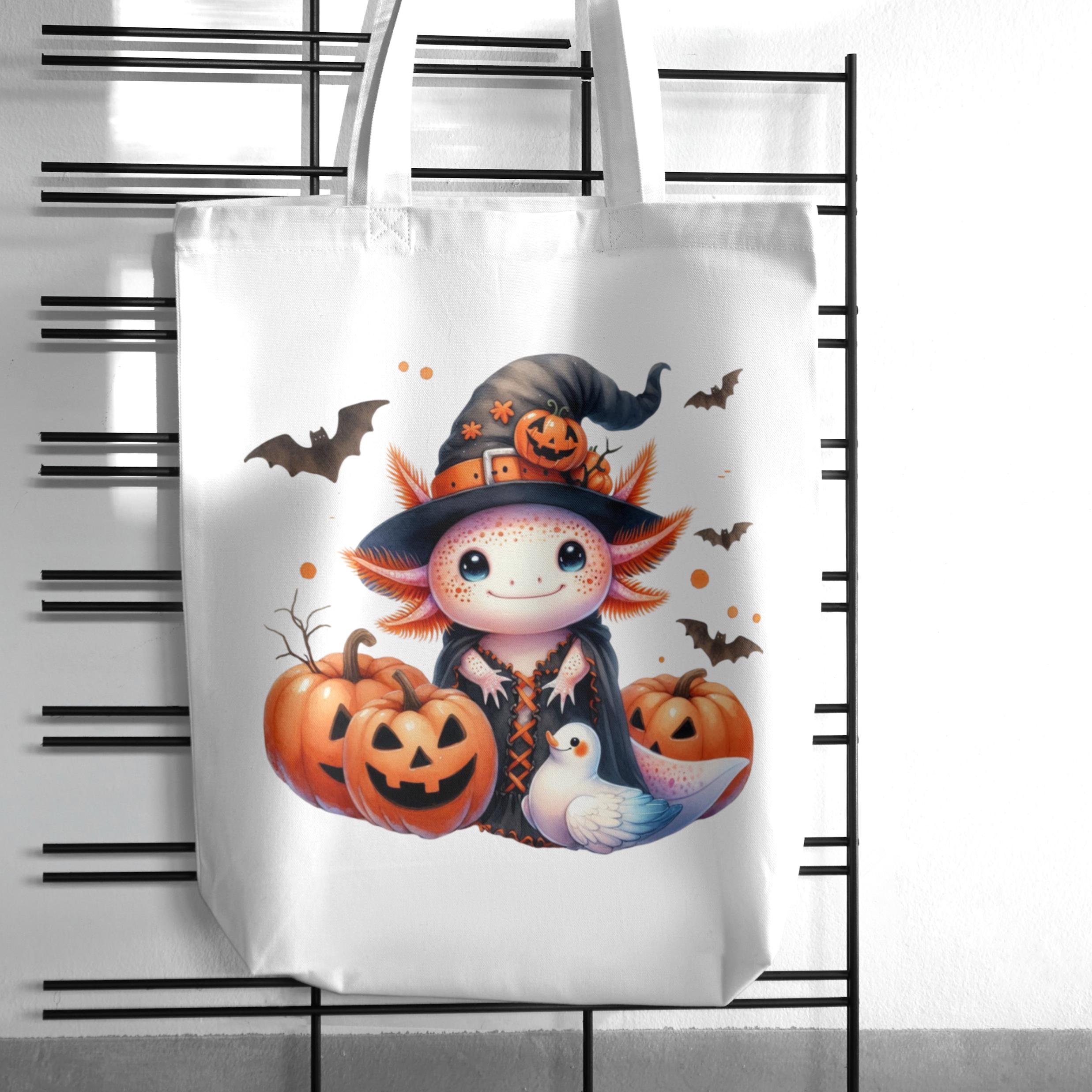 Watercolor Axolotl Halloween Clipart Kawaii Spooky Animal PNG Digital ...