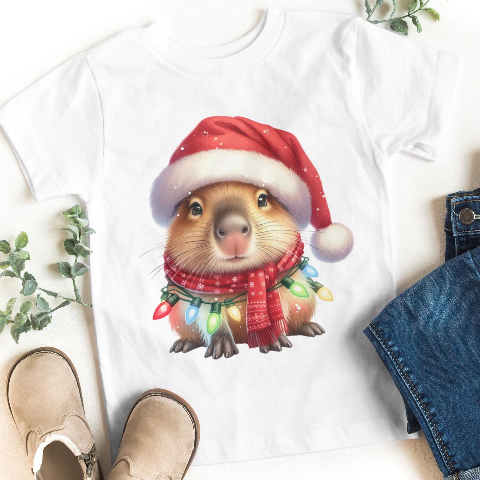 Capybara Christmas Clipart Watercolor Kawaii Animal PNG Cute Holiday ...