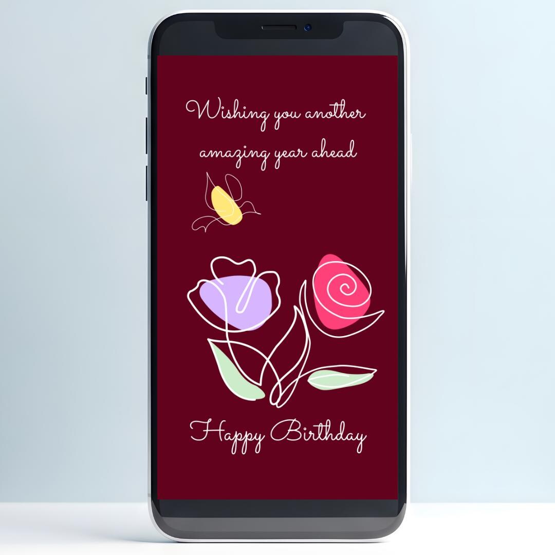 Minimalist Birthday Ecard Digital Flowers Ready to Send Simple ...