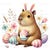 Transparent Cute Easter Capybara PNG Capybara in Basket Watercolor Clip ...