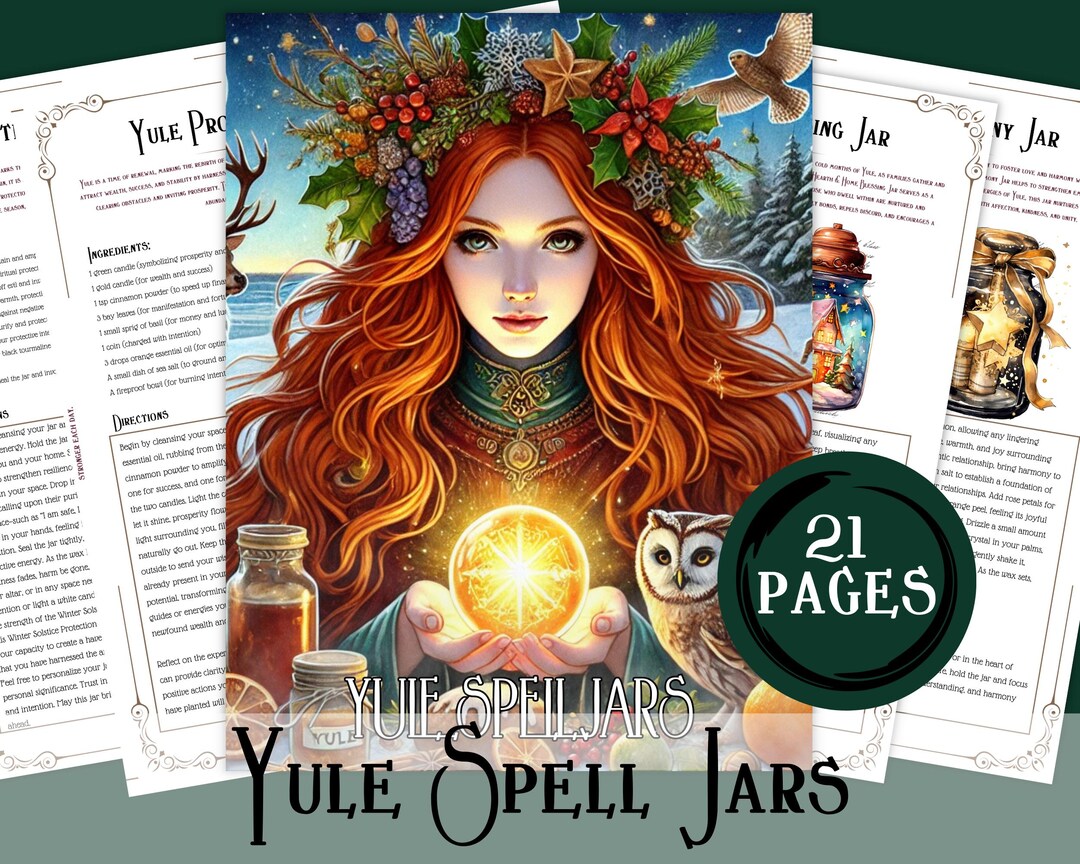 Printable Yule Spell Jar Pack for Witches – 20 Powerful Winter Solstice ...