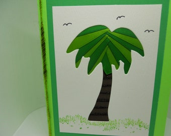 Sunset Card Palm Tree Card Beach Coastal Card Handmade Sewn Card Sunset ...