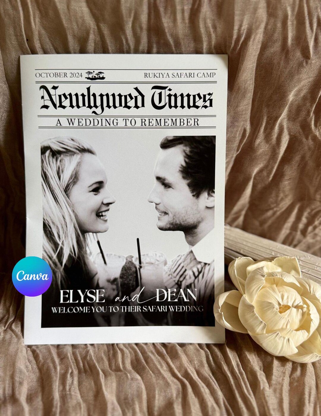 Custom Wedding Newspaper - Editable in Canva! Wedding Program, Newlywed ...