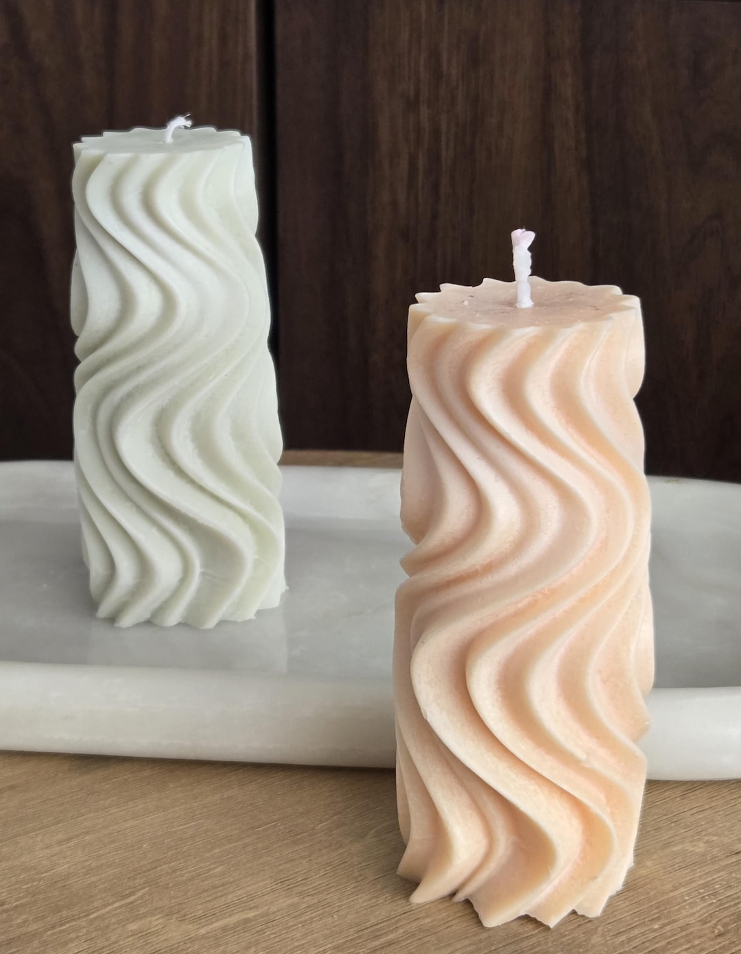 Ribbed Wavy Pillar Candles | Handmade Decorative Candle | Swirl Pillar ...