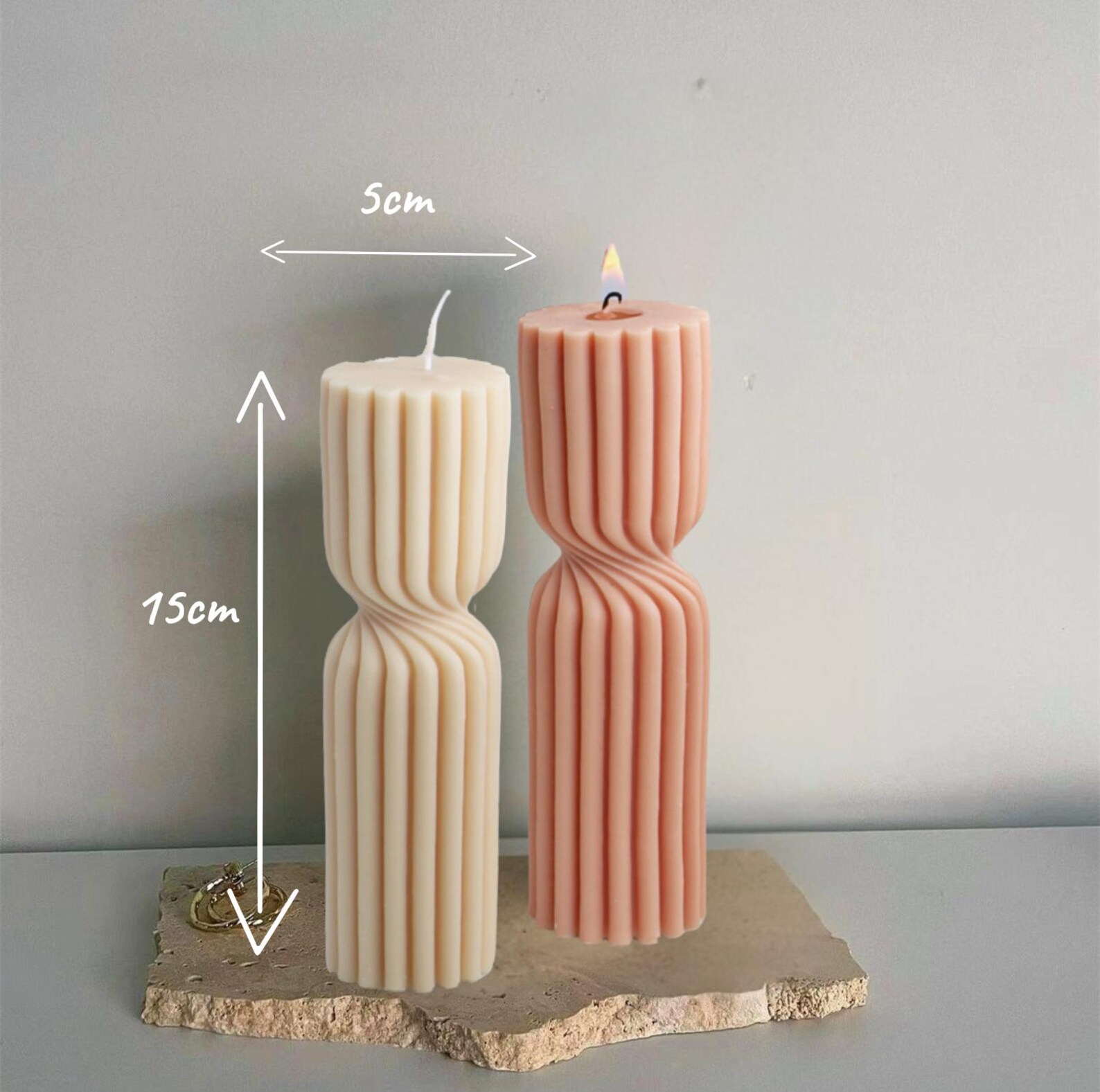 Ribbed Hourglass Twisted Pillar Candles | Handmade Decorative Candle ...