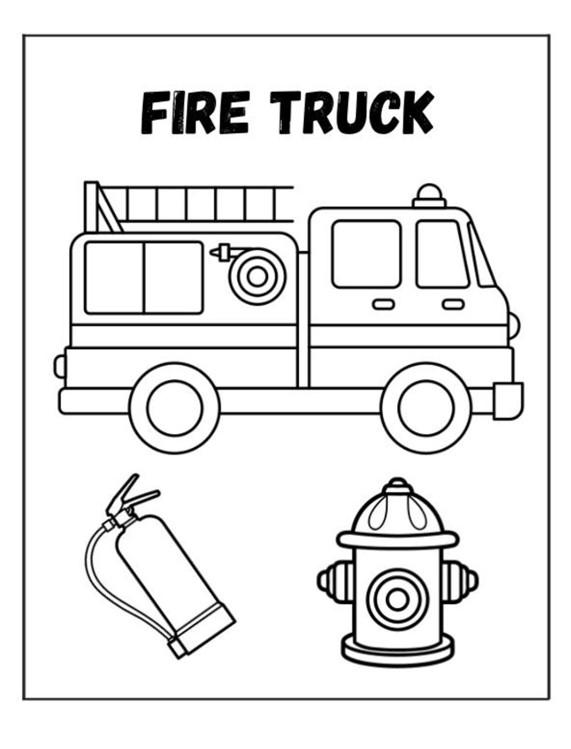 Emergency Vehicle Coloring Pages (4) - Etsy