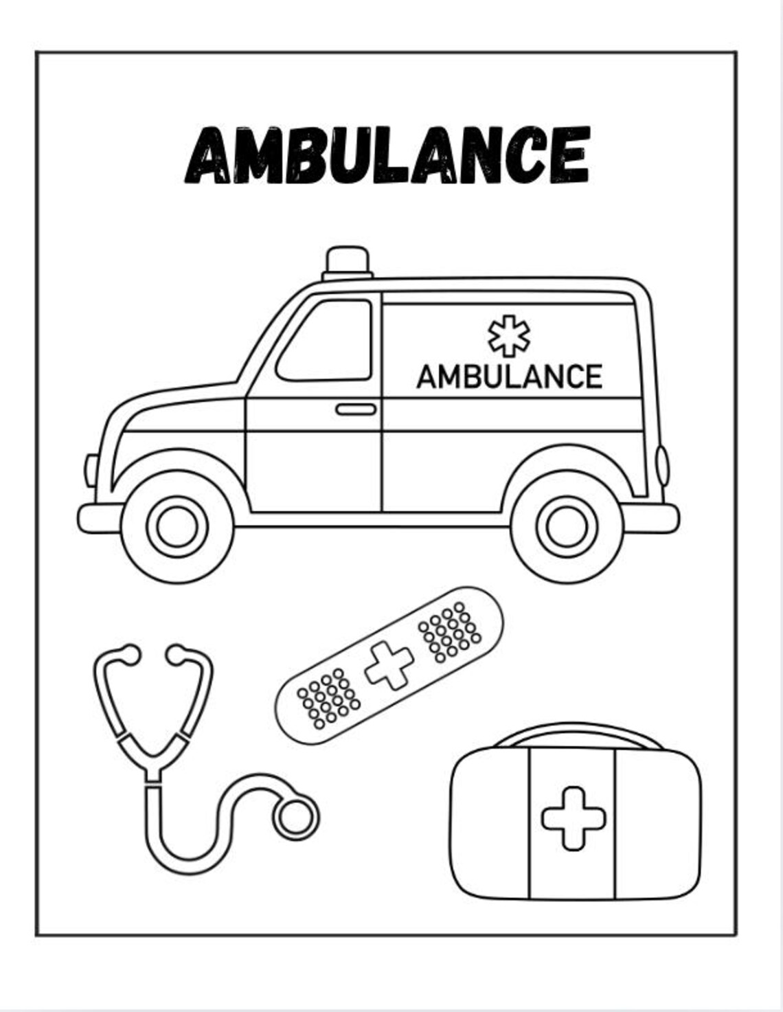 Emergency Vehicle Coloring Pages (4) - Etsy
