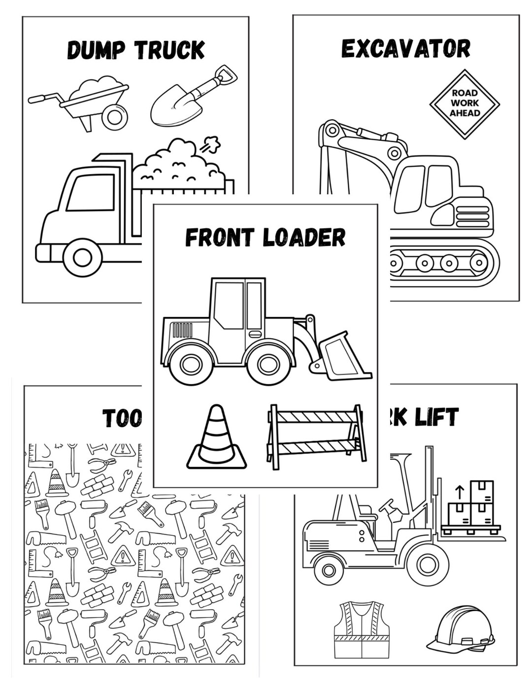 Construction Vehicle Coloring Pages (5) - Etsy
