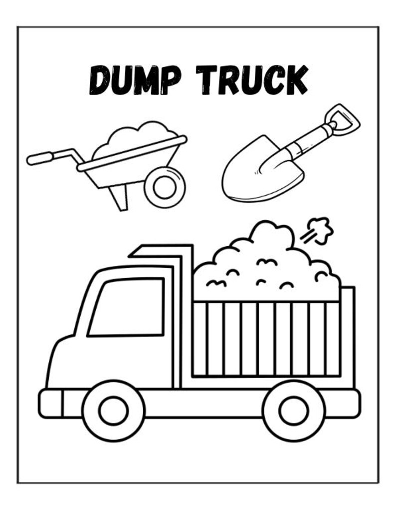 Construction Vehicle Coloring Pages (5) - Etsy