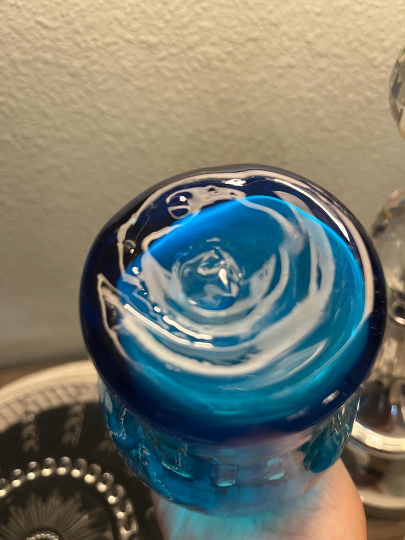 Blenko Blue Art Glass Vase Hand-blown MCM - Etsy