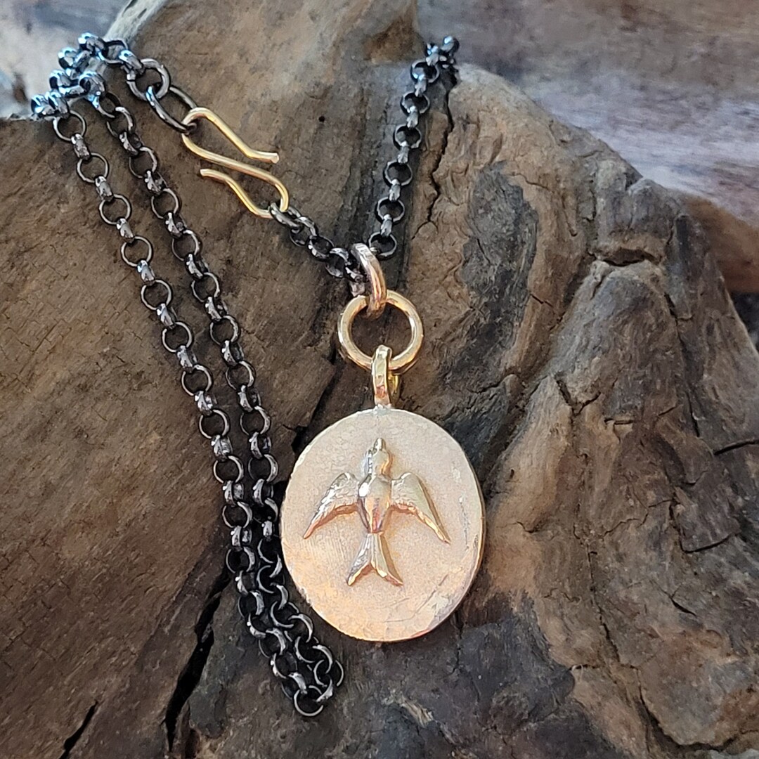 Artisan Gold Bronze Swallow Medallion Necklace Alchemist Collection ...