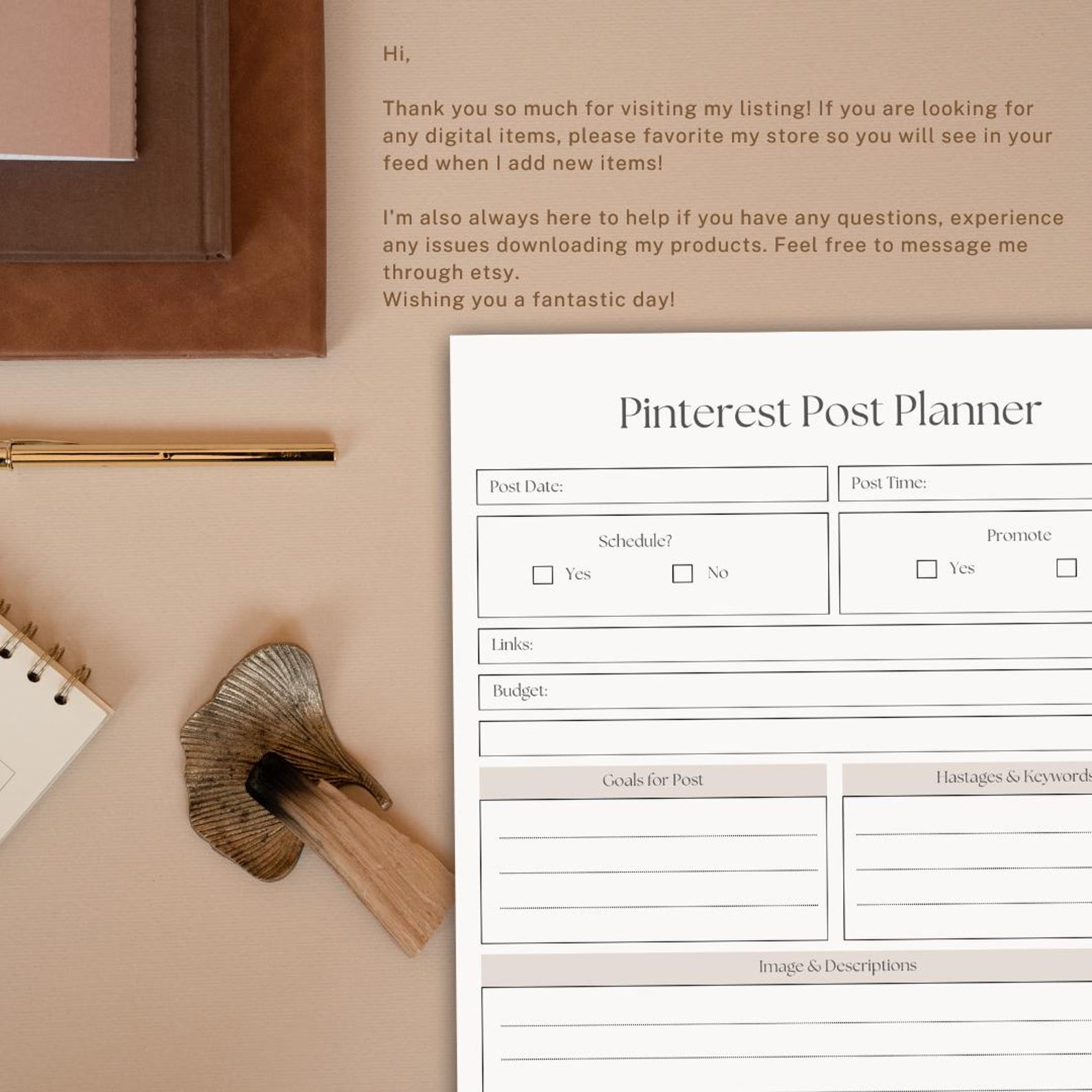 Digital Social Media Post Planner, Social Media Calendar, Content ...