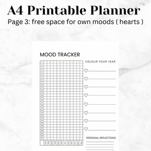 Yearly Mood Tracker Printable Planner Digital Journal for Mental Health ...