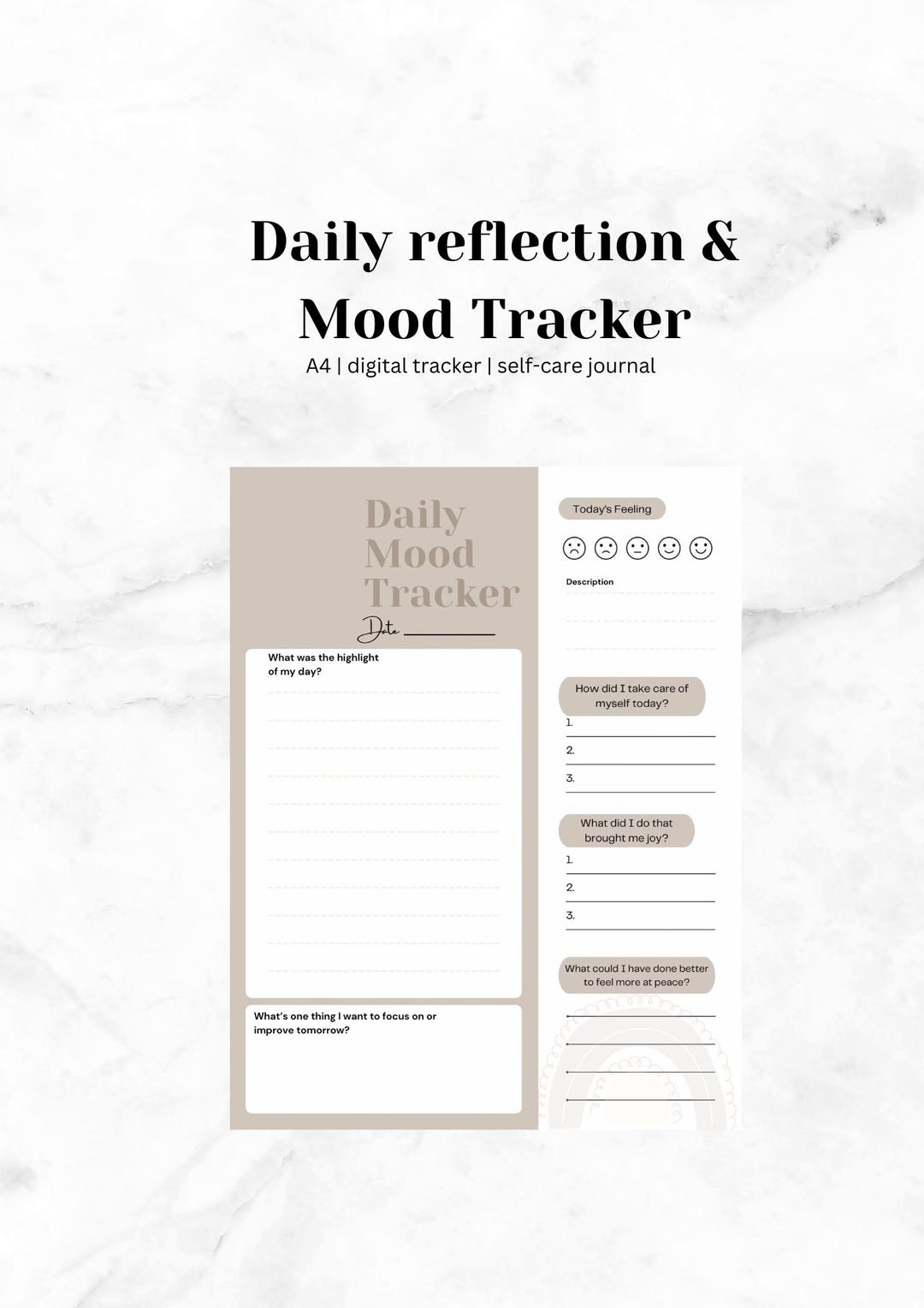 Daily Mood Journal Mood Tracker Primtanle Mental Health Planner ADHD ...