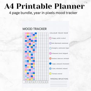 Yearly Mood Tracker Printable Planner Digital Journal for Mental Health ...