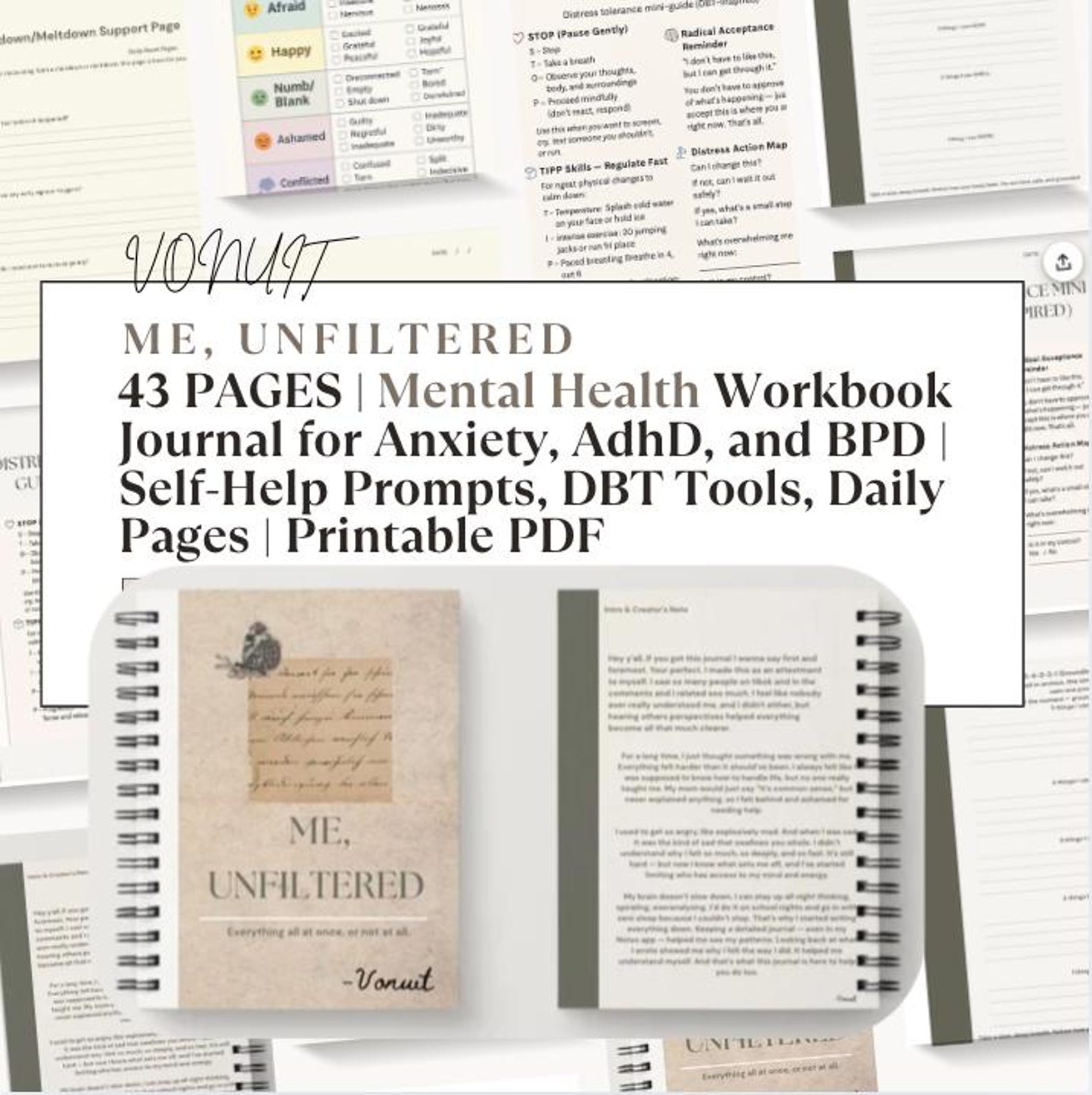 Mental Health Workbook, Anxiety, ADHD, BPD, Self-help (printable PDF ...