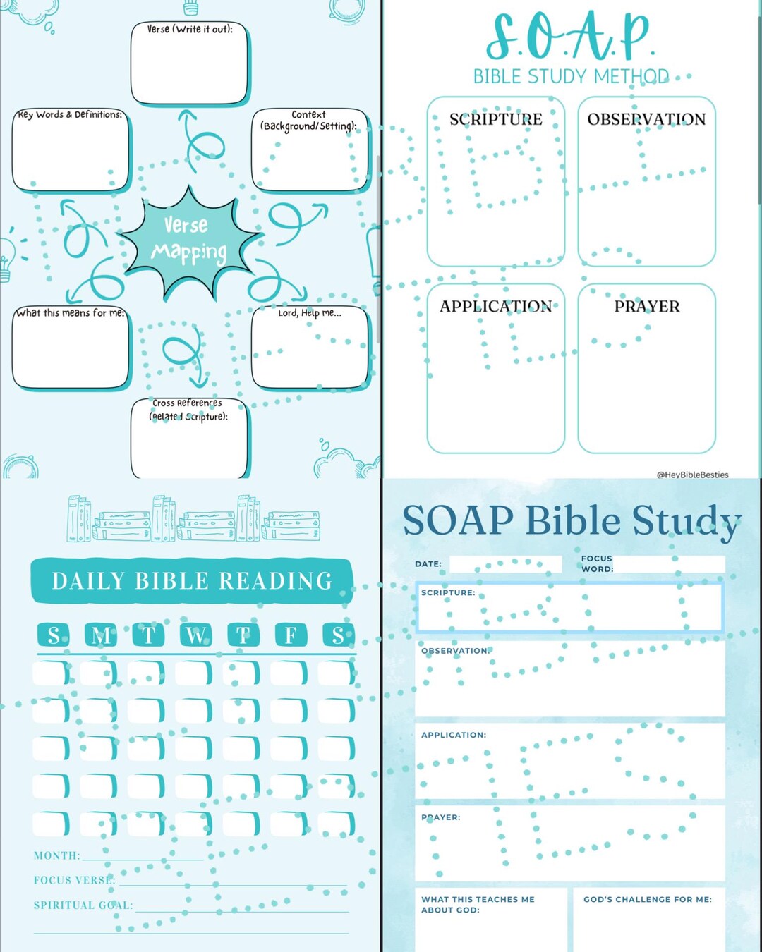 Bible Study Bundle | Printable Bible Worksheets | SOAP Study | Verse ...