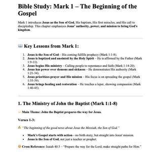 The Gospel of Mark Digital/printable Bible Study - Etsy