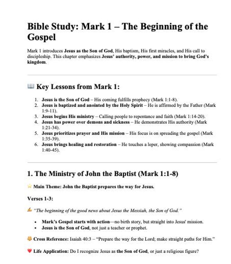 The Gospel of Mark Digital/printable Bible Study - Etsy
