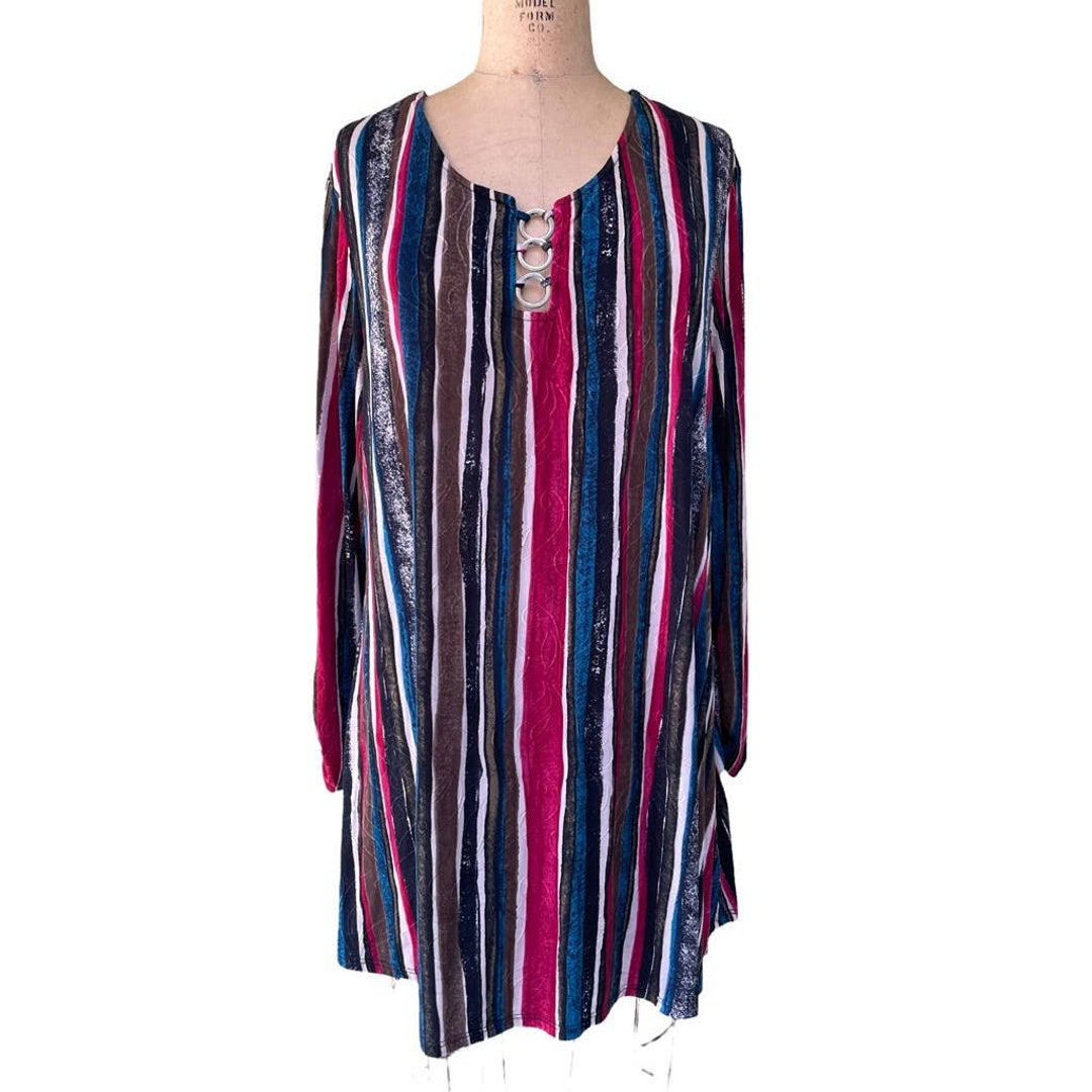 Vera Rose Women's Tunic Dress Top Striped Multicolor Plus 2X - Etsy