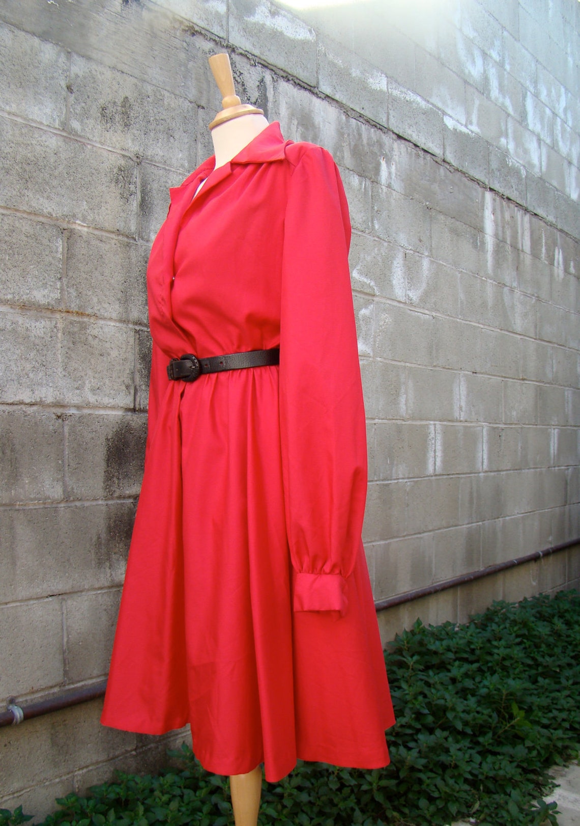 Vintage 60s Hot Pink Mad Men Long Seeve Dress Etsy