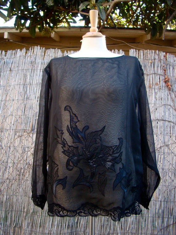 80s / Victoria'a Secret / Black / Sheer / Boudoir / T… - Gem