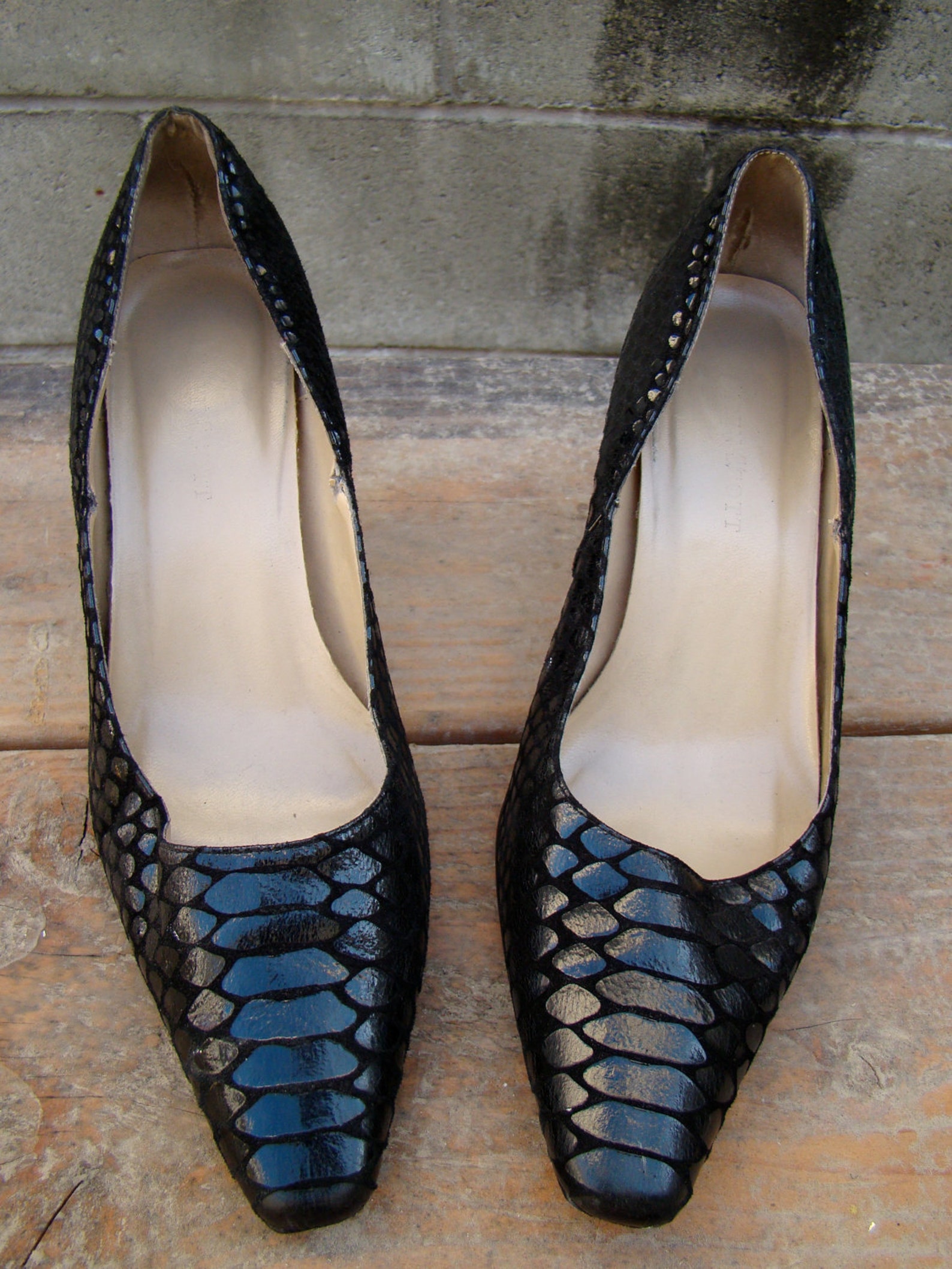 Vintage 80s Black Cocktail Heels Pumps 7.5 M - Etsy