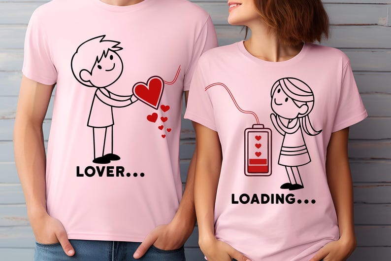 Lover Loading Valentine’s Day Couple Gift T-shirt, Matching Couple ...