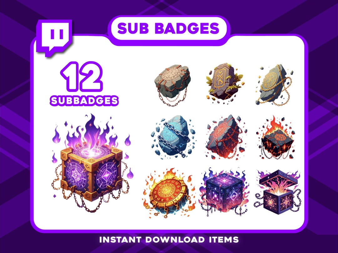 12 Selos Sub Badges – Distintivos de Nível Fantasy Twitch, Distintivos ...