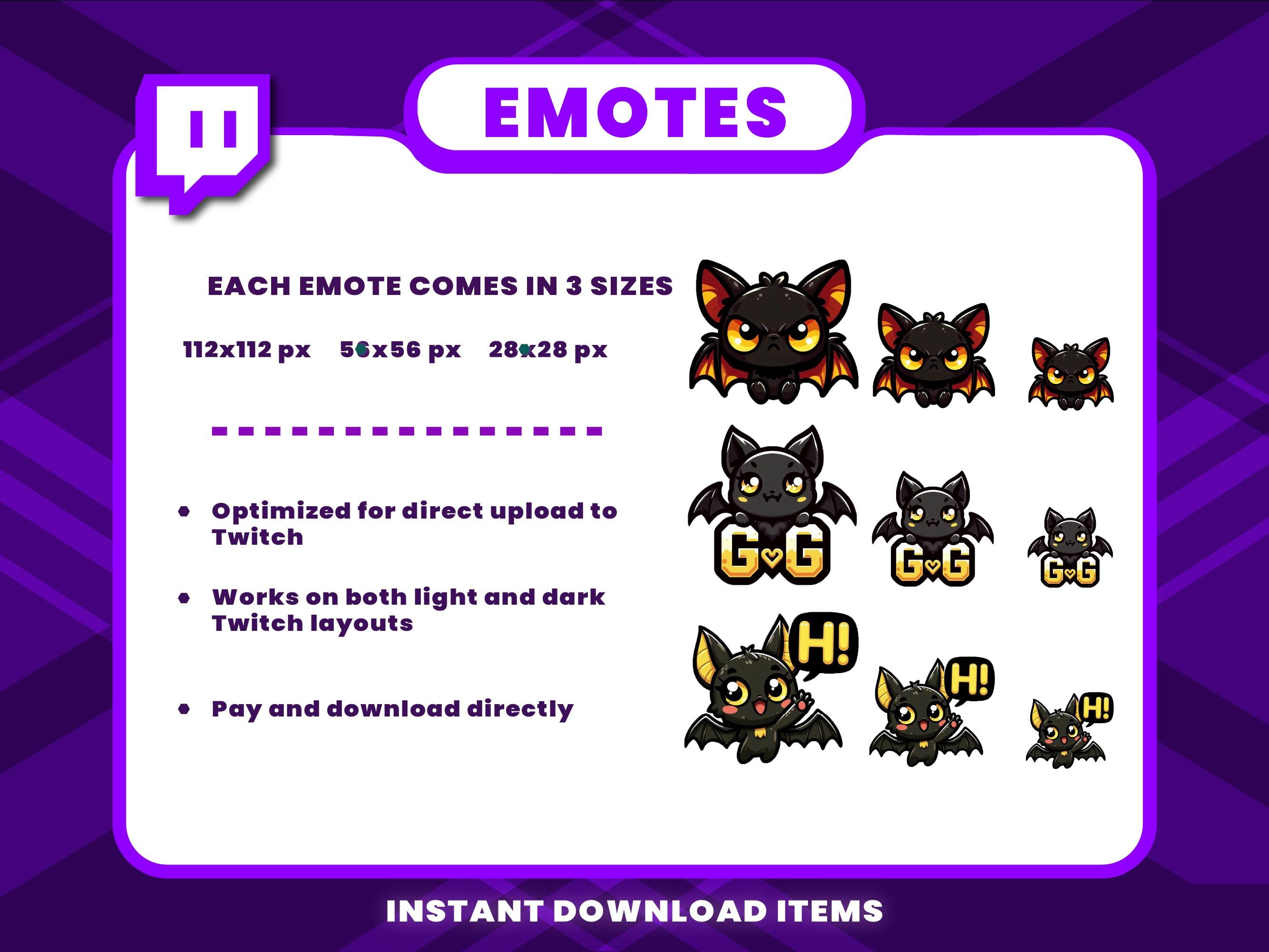 24 Adorable Bat Emote Pack, High-resolution Twitch Emotes, Discord ...