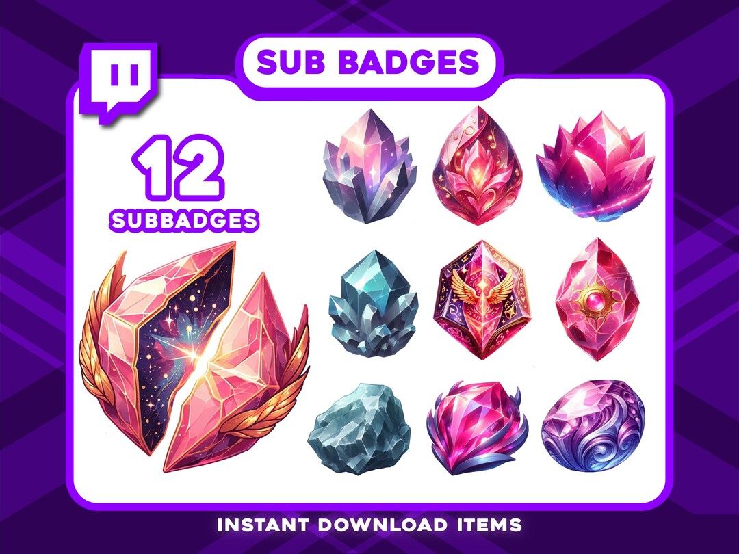 12 Mistyc Stone Sub Badges – Fantasy Twitch Tier Badges, High-res ...