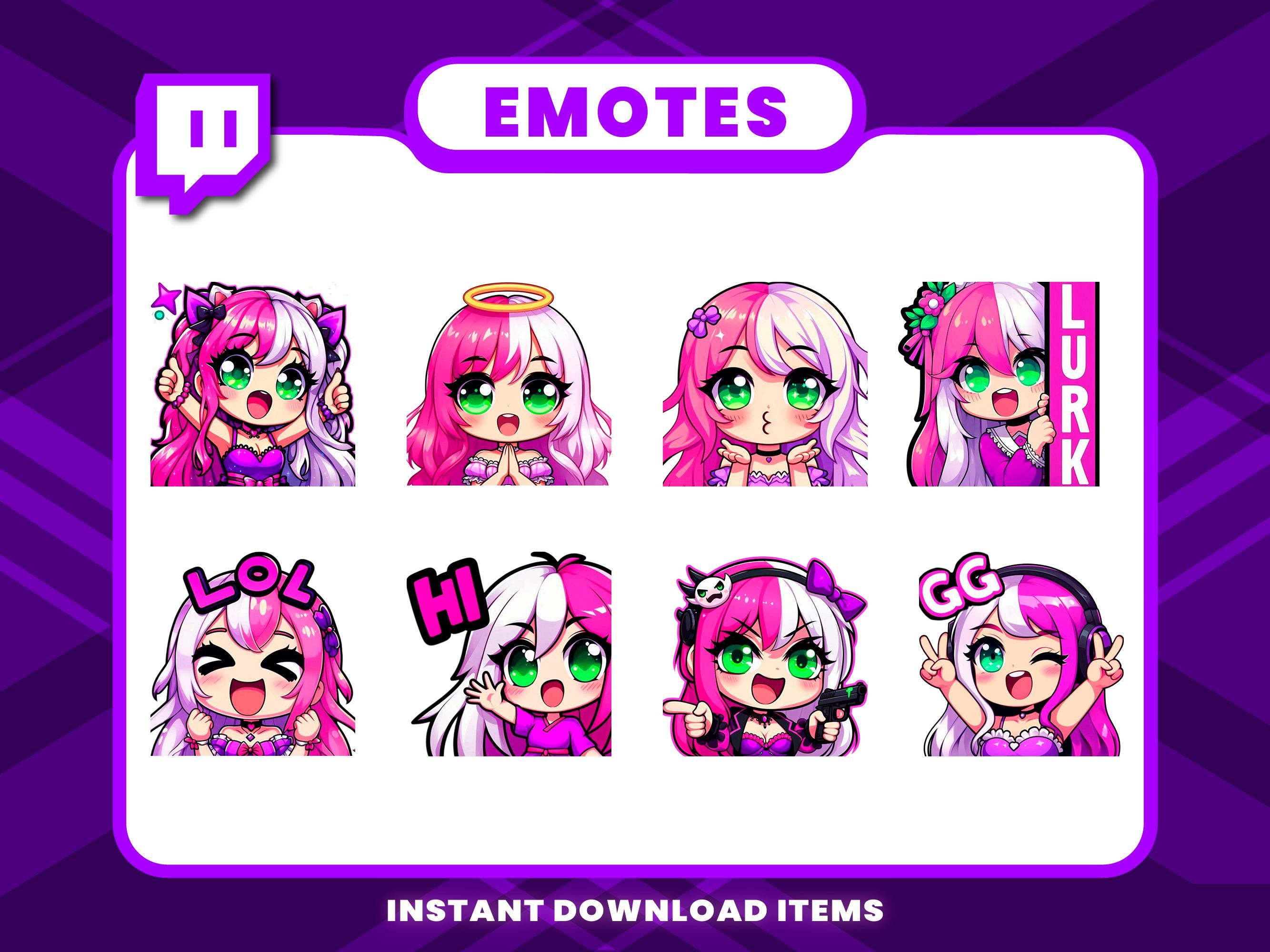 24 Little Pink Girl Emote Pack, High-resolution Twitch Emotes, Discord ...