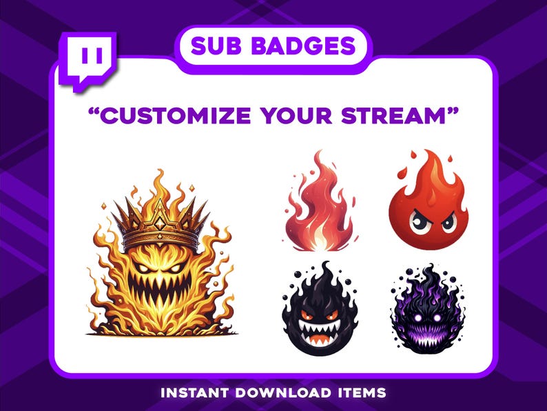 12 Magic Fireballs Sub Badges – Fantasy Twitch Tier Badges, High-res ...
