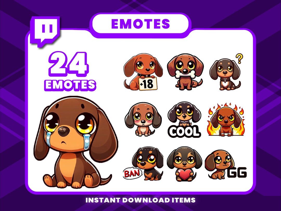 24 Chibi Dog Sausage Pack, High-resolution Twitch Emotes, Discord ...