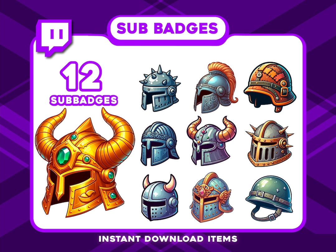 12 Helmet Sub Badges, Twitch Sub Badges, Twitch Subscriber Badges for ...