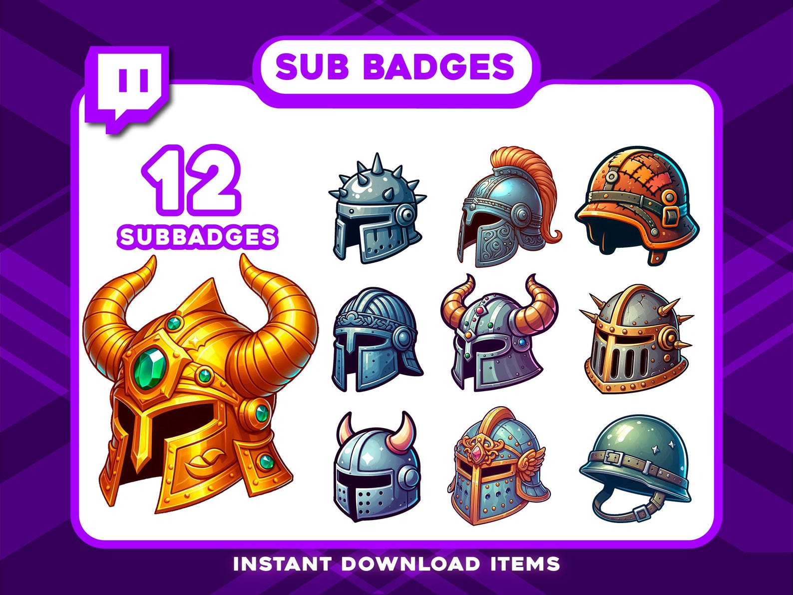 12 Helmet Sub Badges, Twitch Sub Badges, Twitch Subscriber Badges for ...
