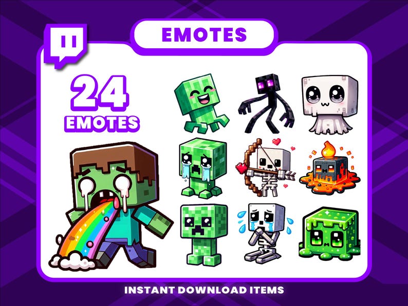 24 Pixel Block Monsters Emote Pack, High-resolution Twitch Emotes ...