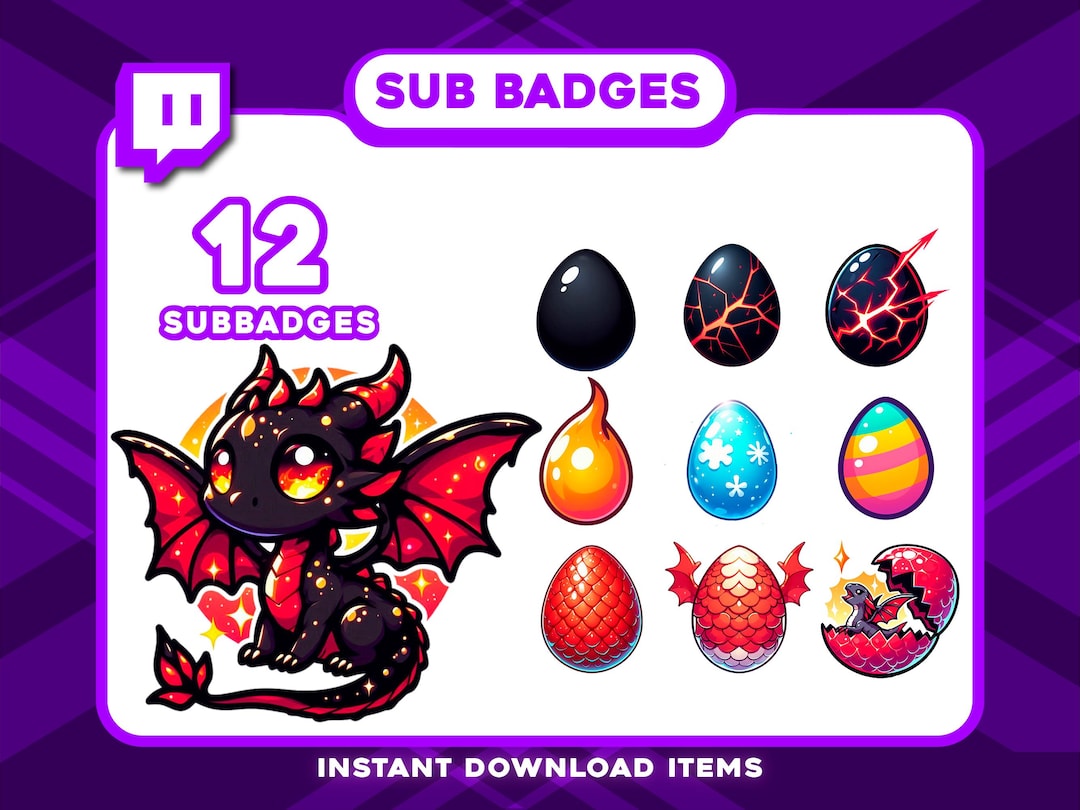 12 Small Eggs Sub Badges – Fantasy Twitch Tier Badges, High-res ...